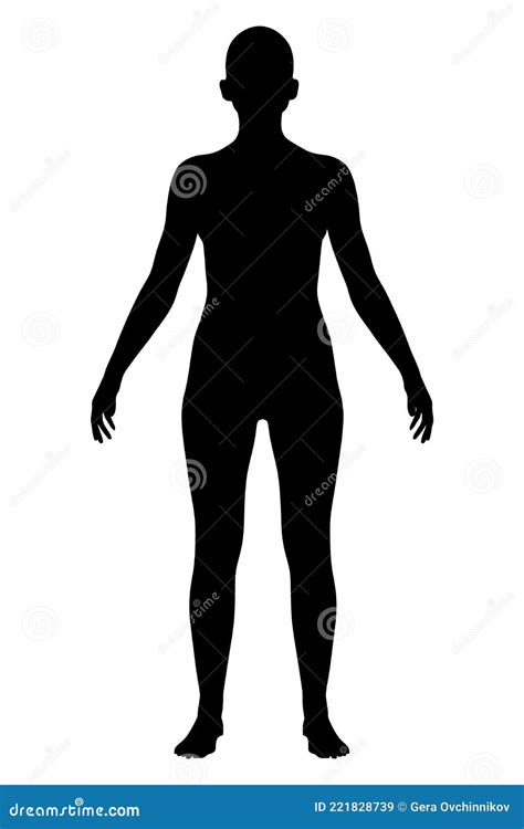 Silueta De Una Niña Desnuda Aislada En Un Fondo Blanco Vista Frontal