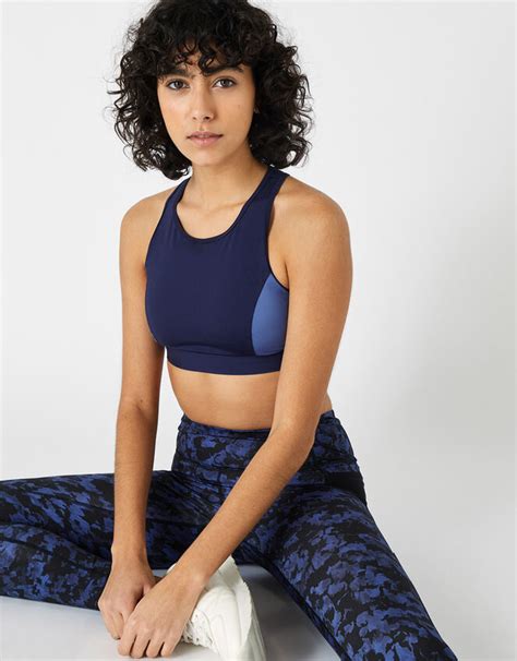Colour Block Sports Bra Blue Tshirts Accessorize Global