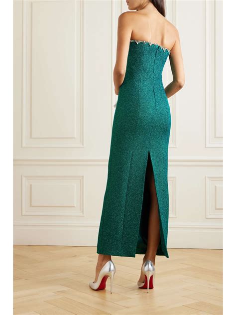 Miss Sohee The Vanguard Strapless Crystal Embellished Metallic Woven