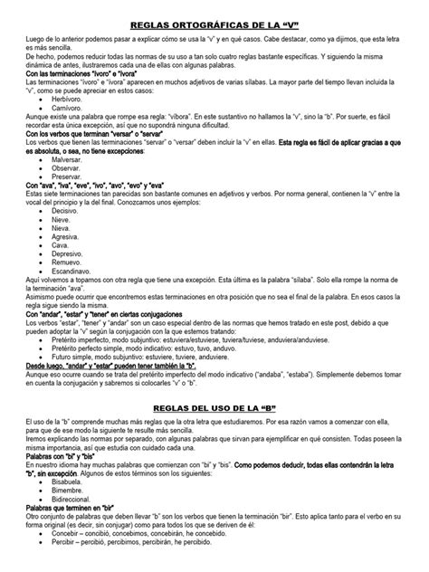 Reglas Ortográficas De La V Y B Pdf Verbo Comunicación Humana