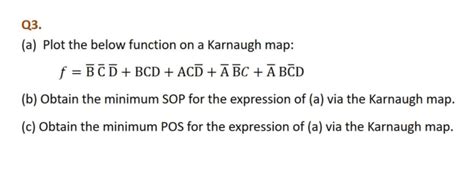 Solved Q A Plot The Below Function On A Karnaugh Map Chegg