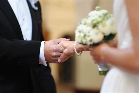 Bride And Groom At The Altar Stock Image Image Of Romantic Couple