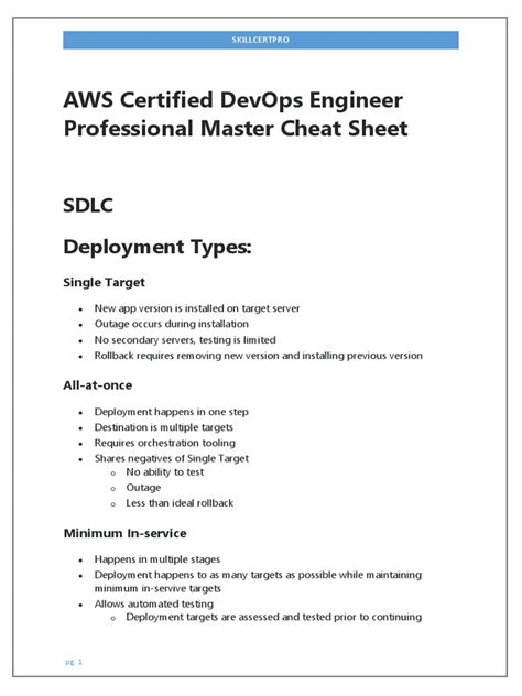 Aws Devops Engineer Professional Master Cheat Sheet Pdf Amazon Web