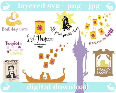 Tangled Svg Bundle Rapunzel Svg Princess Svg Cricut Cut File Cutting Machines Digital