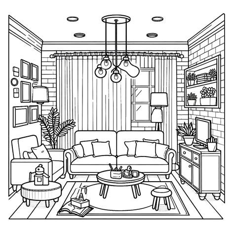 Living Room Coloring Pages Coloringlib