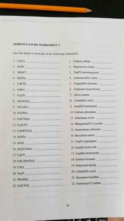 Chemical Nomenclature Worksheet Answer Key Ap Chemistry Page