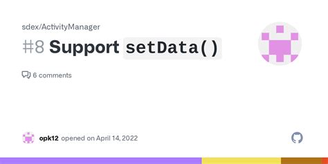 Support `setdata` · Issue 8 · Sdexactivitymanager · Github