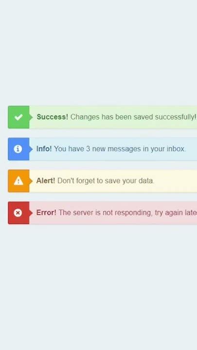 Custom Warning Alert Notification Using Html Css And Bootstrap Youtube