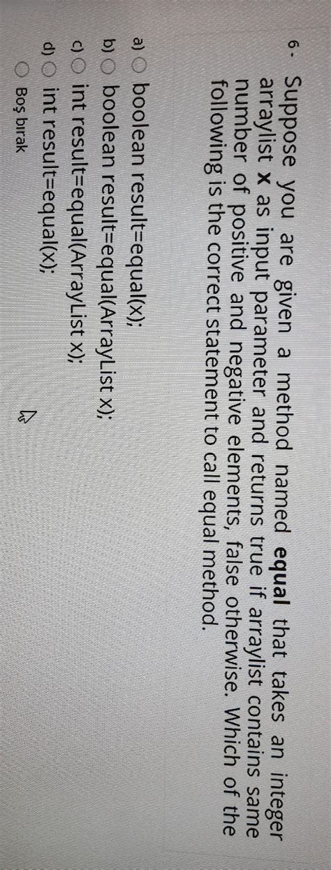 solved 6 suppose you are given a method named equal that