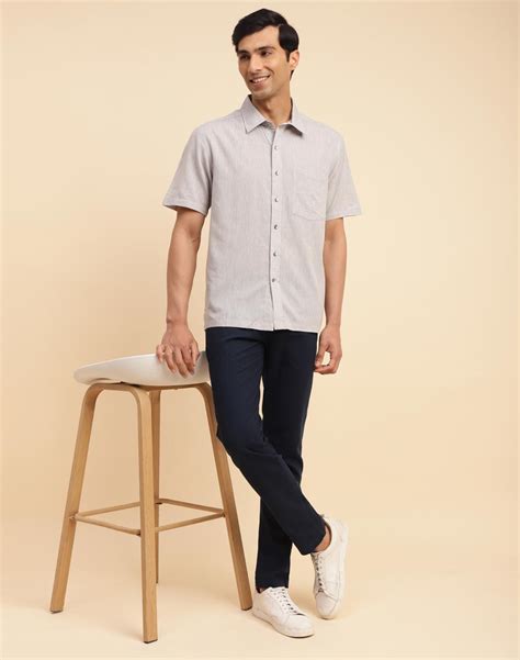 Buy Navy Cotton Solids Slim Fit Regular Pants For Men Online At