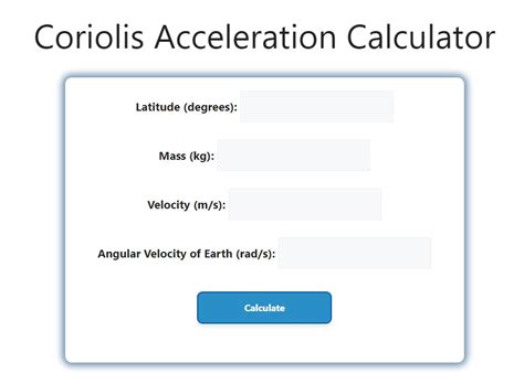 Coriolis Acceleration Calculator Savvy Calculator