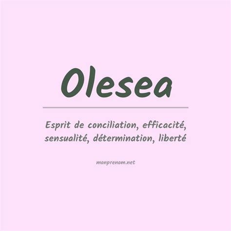 Signification Du Prénom Olesea