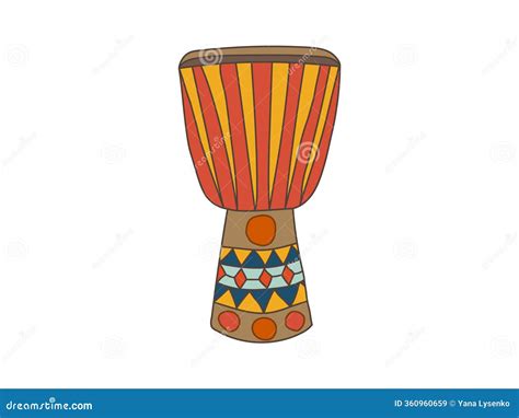 Colorful African Djembe Drum Illustration Isolated On White Background