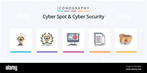 Cyber Spot And Cyber Security Line Filled 5 Icon Pack Including Internet Cybercrime Nipple