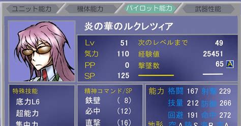 ステータス画面 【prw2】ルクレツィア ステータス【仮面結社軍】 朱雀のイラスト Pixiv
