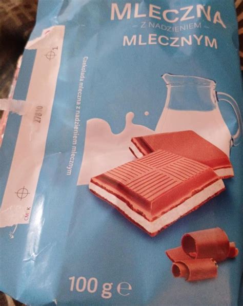 Czekolada z nadzieniem mlecznym Mleczna kalorie kJ i wartości