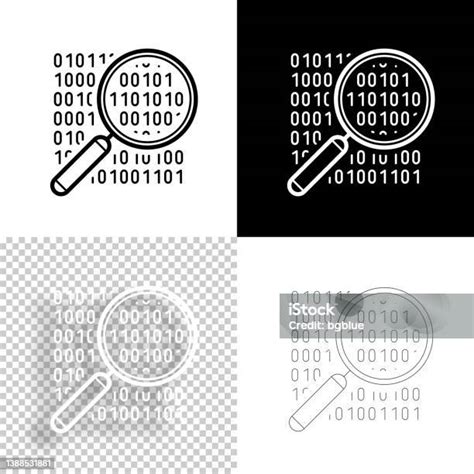 이진 코드로 유리를 돋보이게 합니다 디자인 아이콘입니다 빈 흰색 및 검은색 배경 선 아이콘 0에 대한 스톡 벡터 아트 및 기타