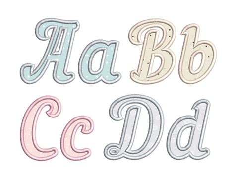 Satin Embroidery Font Applique Alphabet 4 Sizes 2 Etsy