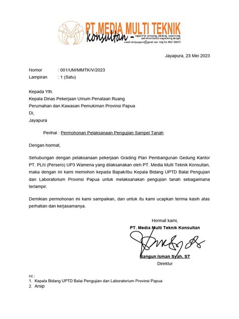 Surat Permohonan Uji Lab Tanah Pdf