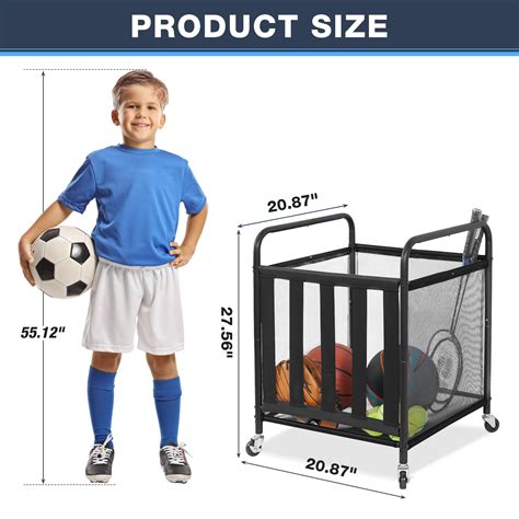 Indoor Outdoor Ball Holder Rolling Sports Ball Storage Cart Lockable