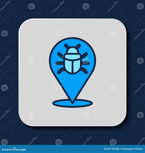Filled Outline System Bug Concept Icon Isolated On Blue Background