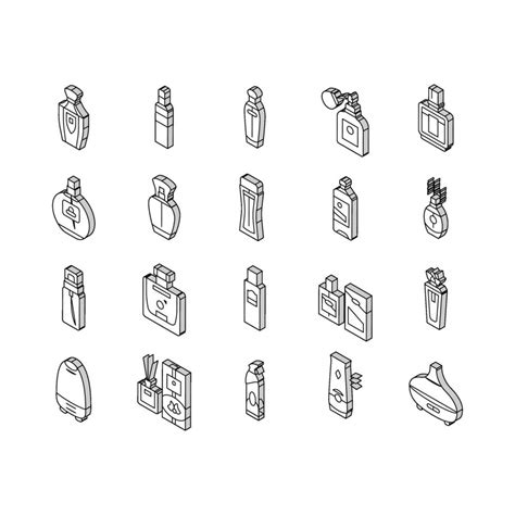 Fragrance Bottle Perfume Cosmetic Isometric Icons Set Vector 39818704