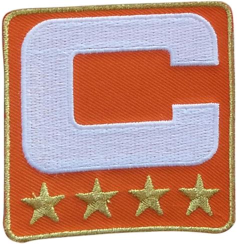 Orange Captain C Patch 4 Gold Stars Iron On For Jersey Football Baseball Soccer