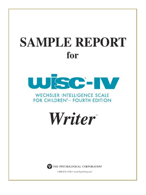 Wisc Iv Interpretive Report Sample Pdf Wechsler Adult Intelligence Scale Epistemology