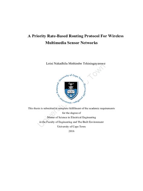 Fillable Online Open Uct Ac A Priority Rate Based Routing Protocol For