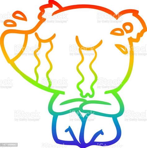 Dessin Au Trait Dégradé Arcenciel Dun Ours Pleurant De Dessin Animé