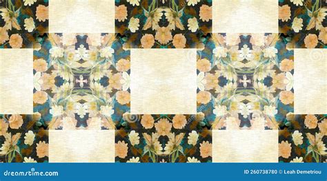 Floral Patchwork Quilt Seamless Border Ornate Geo Swatch For Exotic