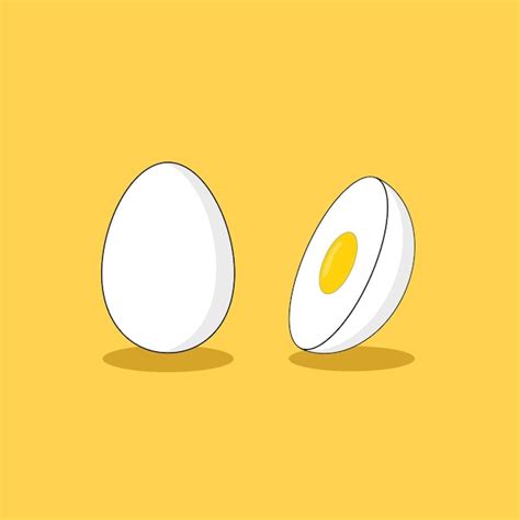 Huevo Cocido Cortado A Mitad De Parte Diseño Vectorial Estilo Dibujos