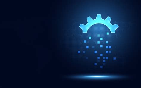 Futuristic Blue Gear Digital Transformation Abstract Technology