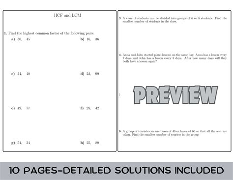 Lcm Word Problems Worksheet 6th Grade