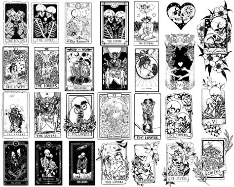 Svg File 27 Tarot Card The Lovers Love Mystic Tattoo Gothic Girl Svg