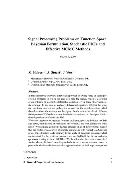 Pdf Signal Processing Problems On Function Space Bayesian Formulation Stochastic Pdes And