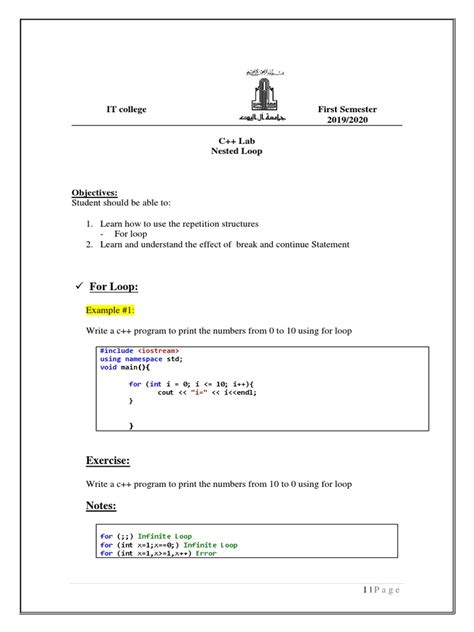 C Nested Loop Pdf Namespace C