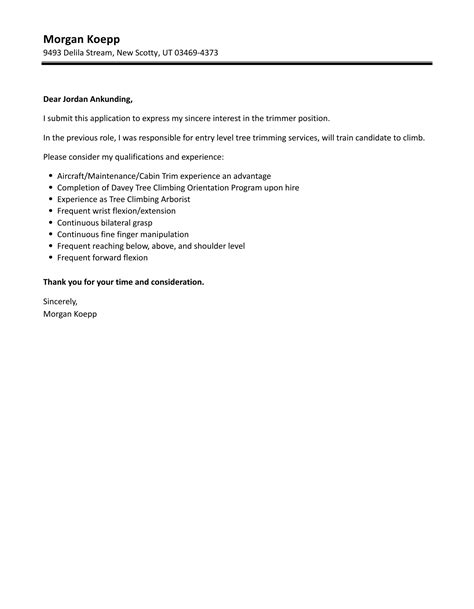 Trimmer Cover Letter Velvet Jobs