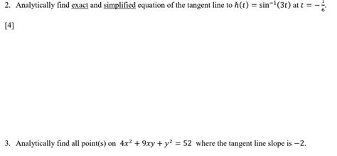 solved 2 analytically find exact and simplified equation of