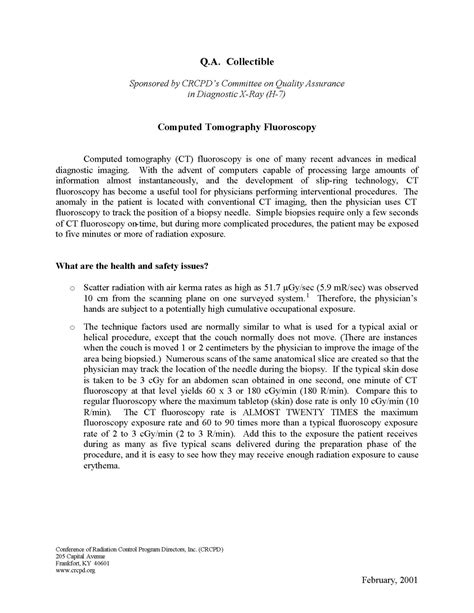 Computed Tomography Fluoroscopy Crcpd