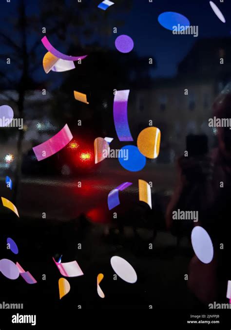 Colorful Shapes And Reflections From The Street In An Opaque Store