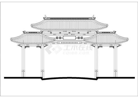济南市某城中村大型牌楼立面设计cad图纸仿古建筑土木在线