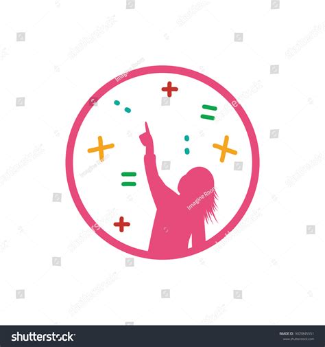 Illustration Drawing Girl Showing Arithmetic Symbols เวกเตอร์สต็อก