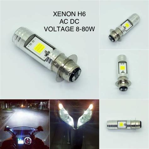 Jual PROMO LAMPU AC Dc Lampu LED Utama Depan 2Led Motor Bebek ACDC Dan Matic Soket H6 Led 2 Sisi