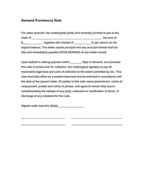 Demand Promissory Note In Word And Pdf Formats