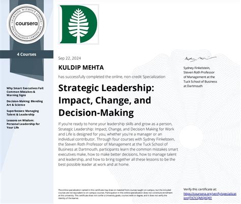 Kuldip Mehta On Linkedin Successfully Completed Strategic Leadership