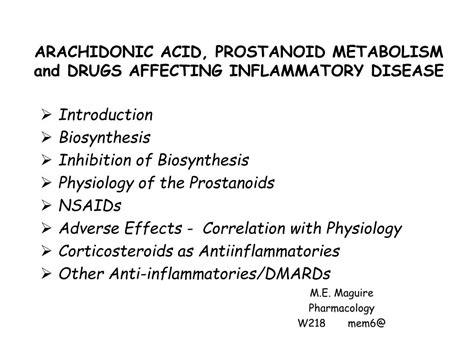 Ppt Arachidonic Acid Prostanoid Metabolism And Drugs Affecting