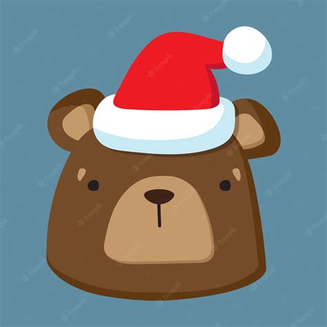 Urso Pardo De Desenho Animado Usando Um Chapéu De Papai Noel Impressão
