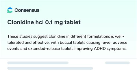 Clonidine Hcl 0 1 Mg Tablet Consensus Academic Search Engine
