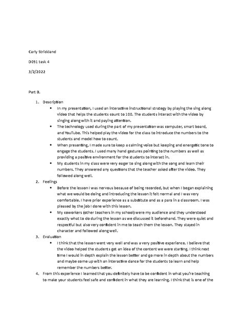 D091 Introduction To Curriculum Instruction And Assessment Task 4 Carly Strickland D091 Task